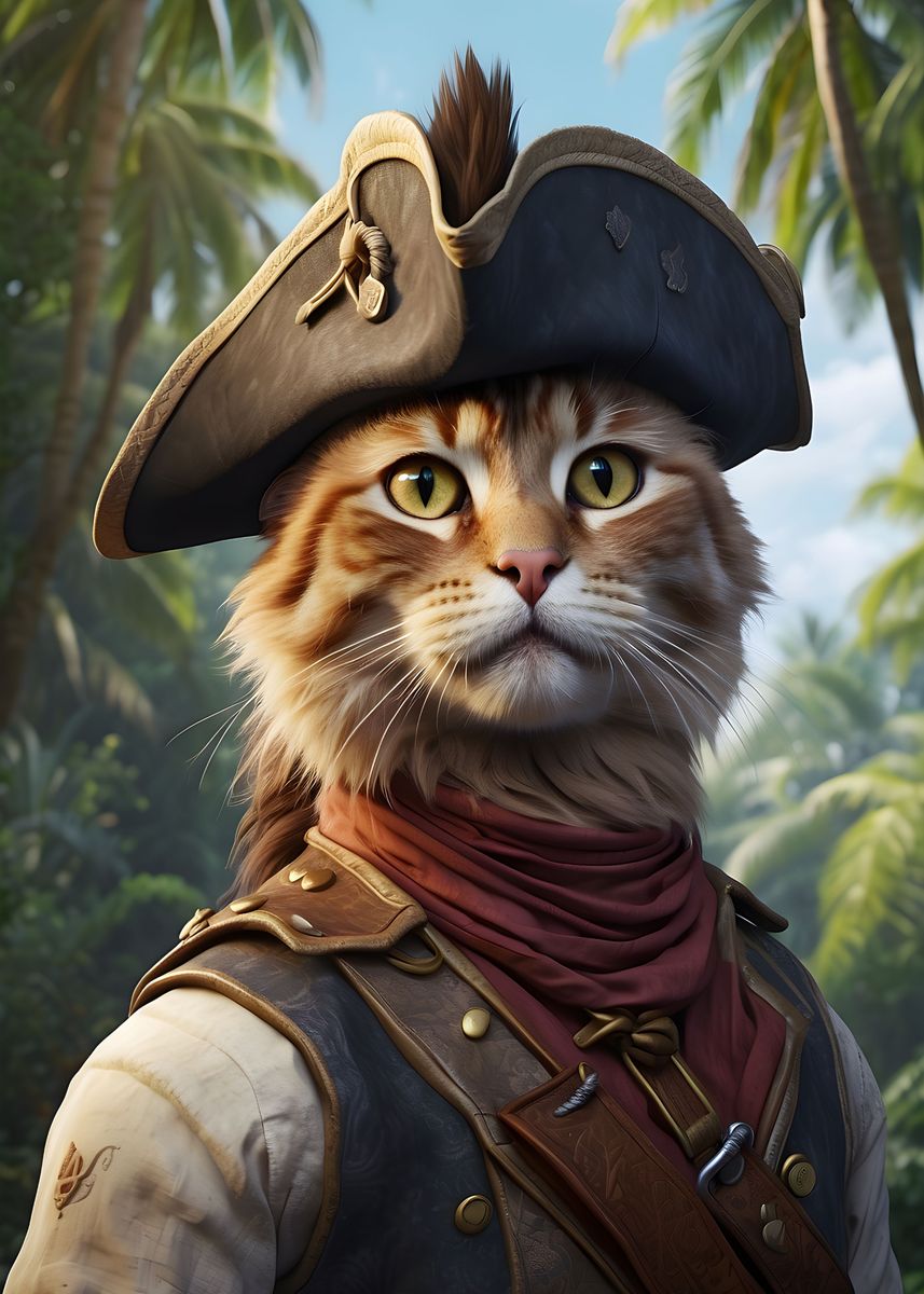 'Cat pirates funny' Poster, picture, metal print, paint by Ayen Khusna ...