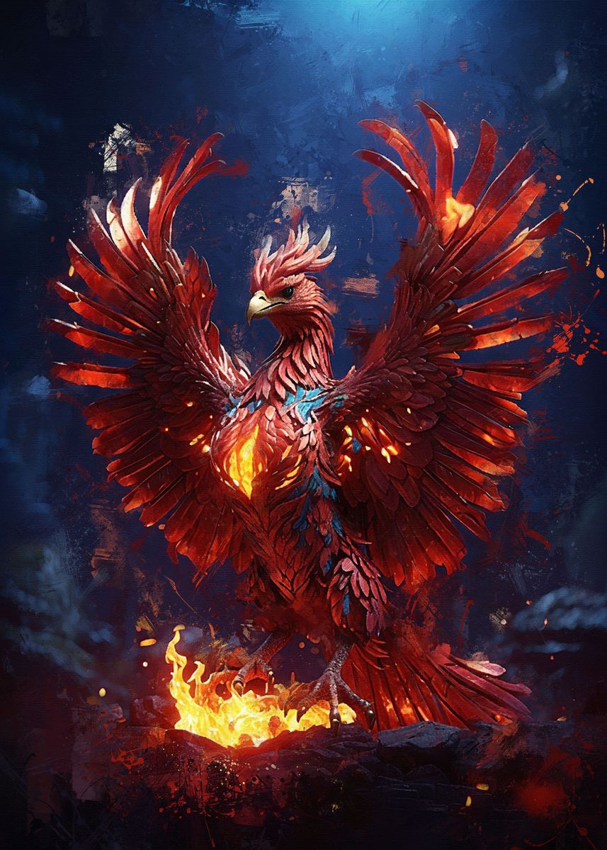 'Phoenix Rising' Poster, picture, metal print, paint by Madooza | Displate