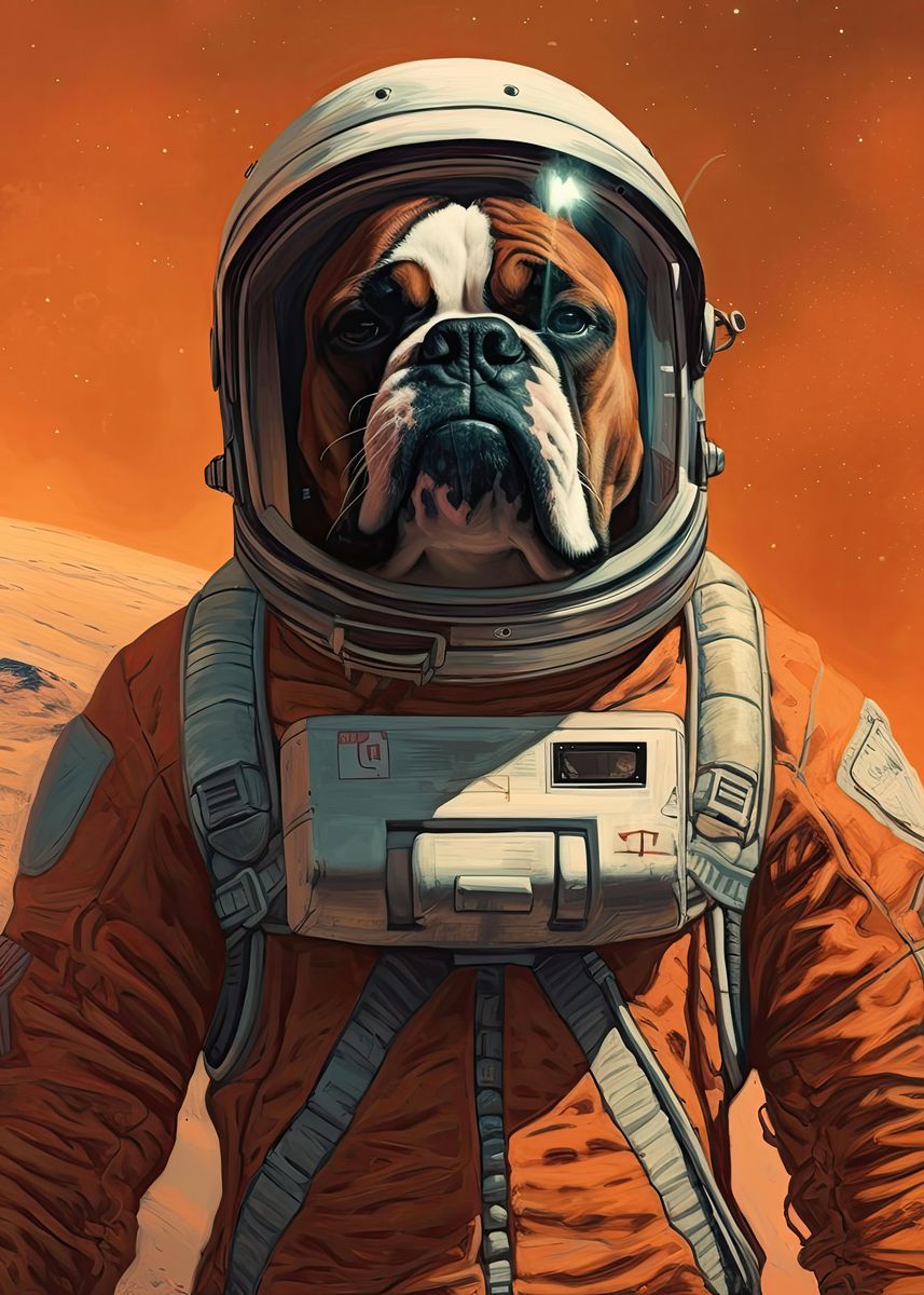 'Boxer Dog Mars' Poster, picture, metal print, paint by PetPrints | Displate