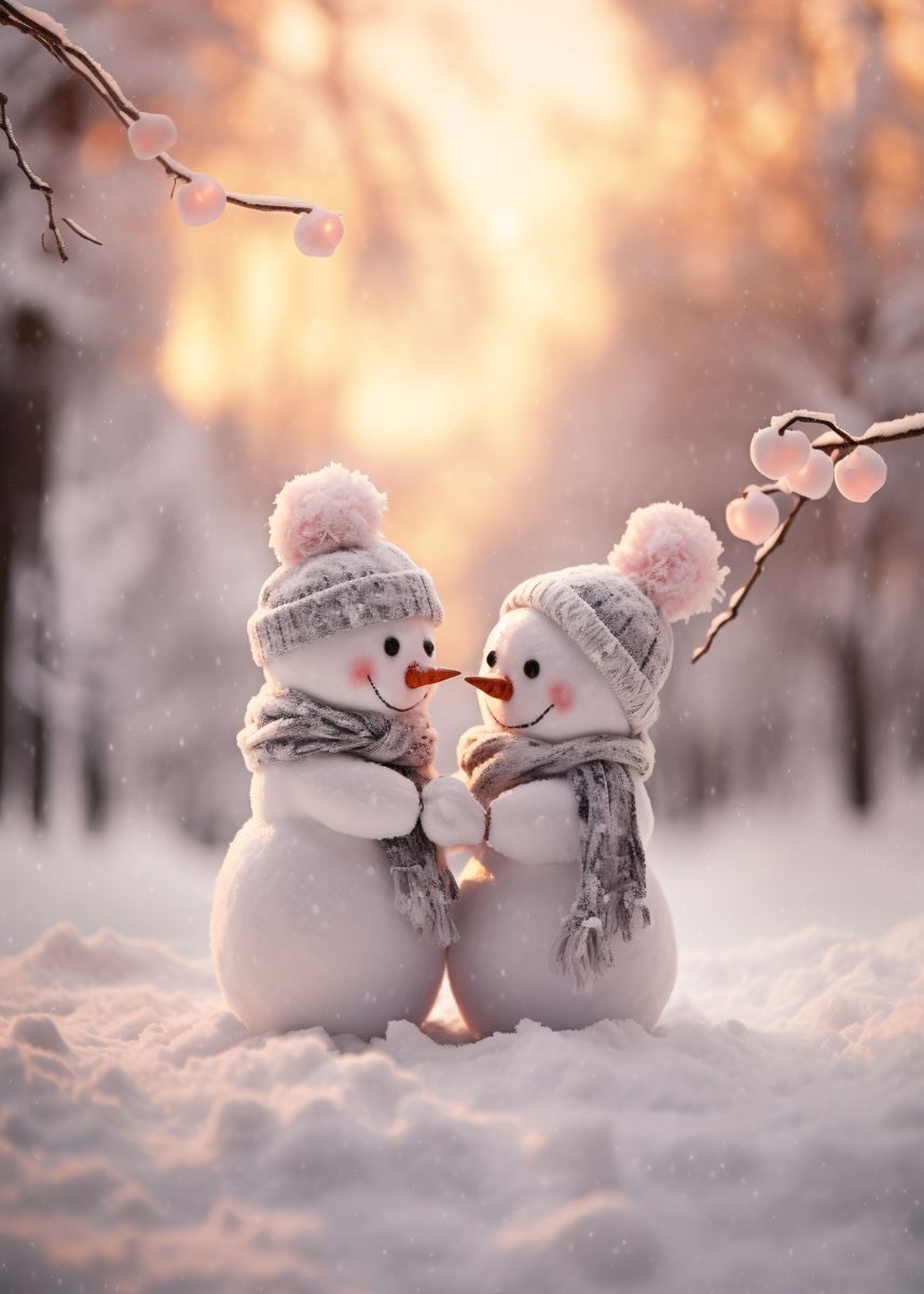 'Snowman love friendship' Poster, picture, metal print, paint by Vendzi ...