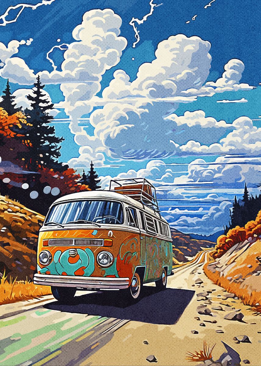 'Mini Bus Travel' Poster, picture, metal print, paint by Anin Studio ...