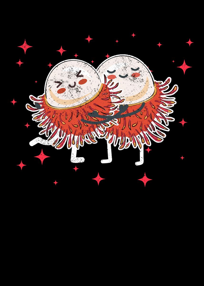 'Cute Rambutan Couple' Poster, picture, metal print, paint by Lukes ...