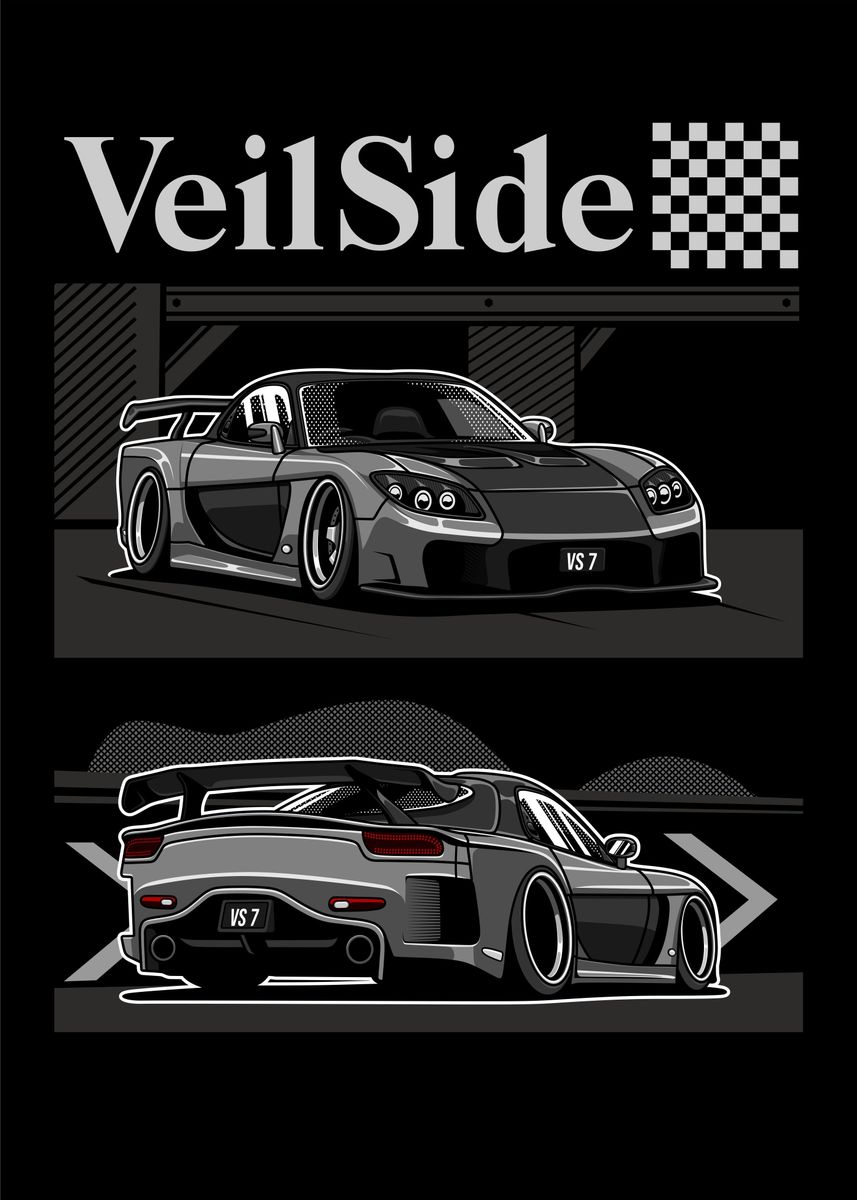 'Mazda RX 7 Veilside FD3s' Poster, picture, metal print, paint by Heru ...