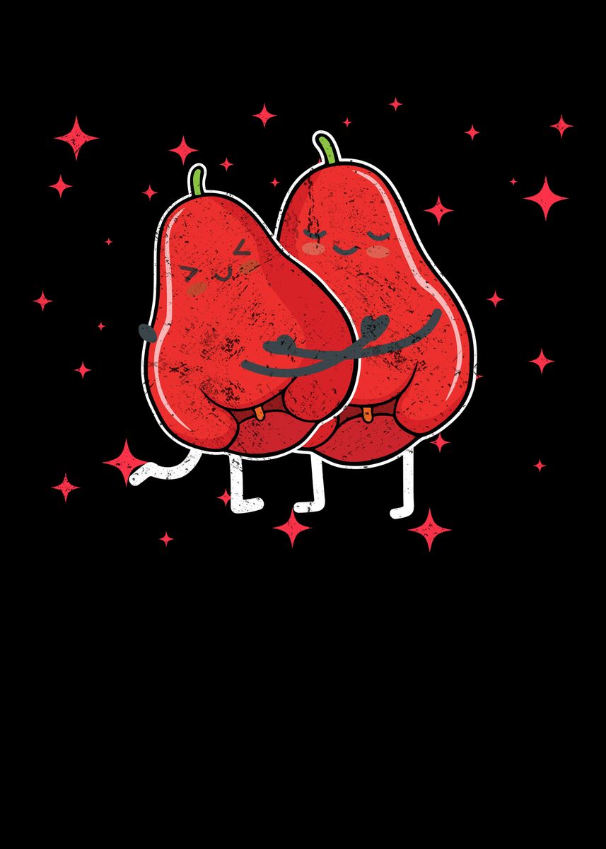 'Cute Rose Apple Couple' Poster, picture, metal print, paint by Lukes ...