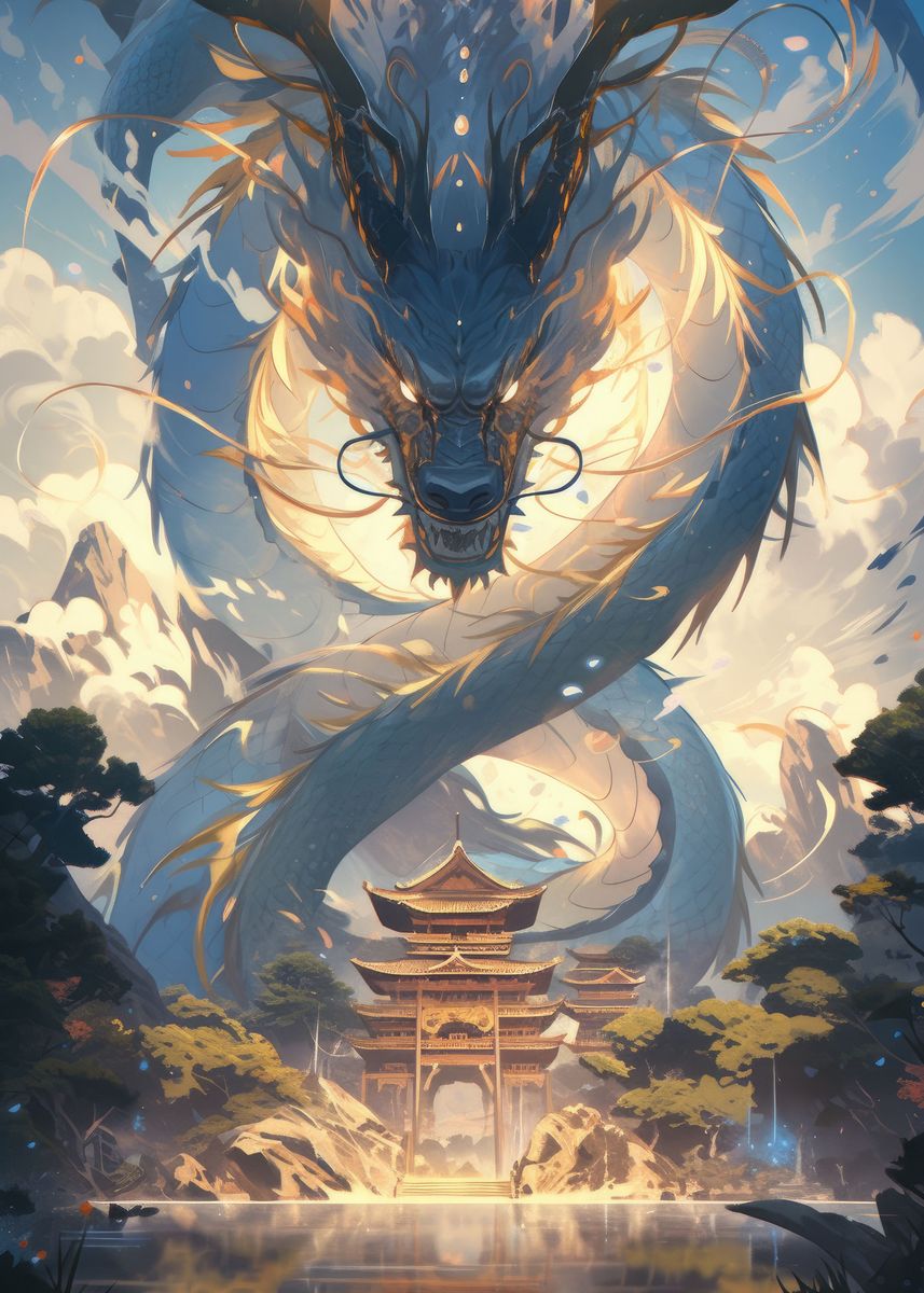 'Chinese Dragon Temple' Poster, picture, metal print, paint by ...