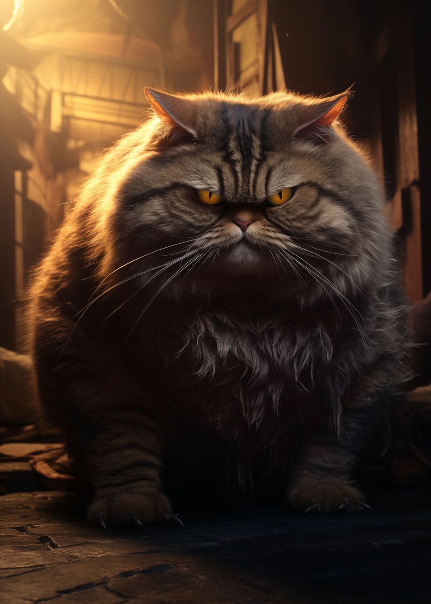 'Dark Evil Funny Fat Cat' Poster, picture, metal print, paint by Zenz ...