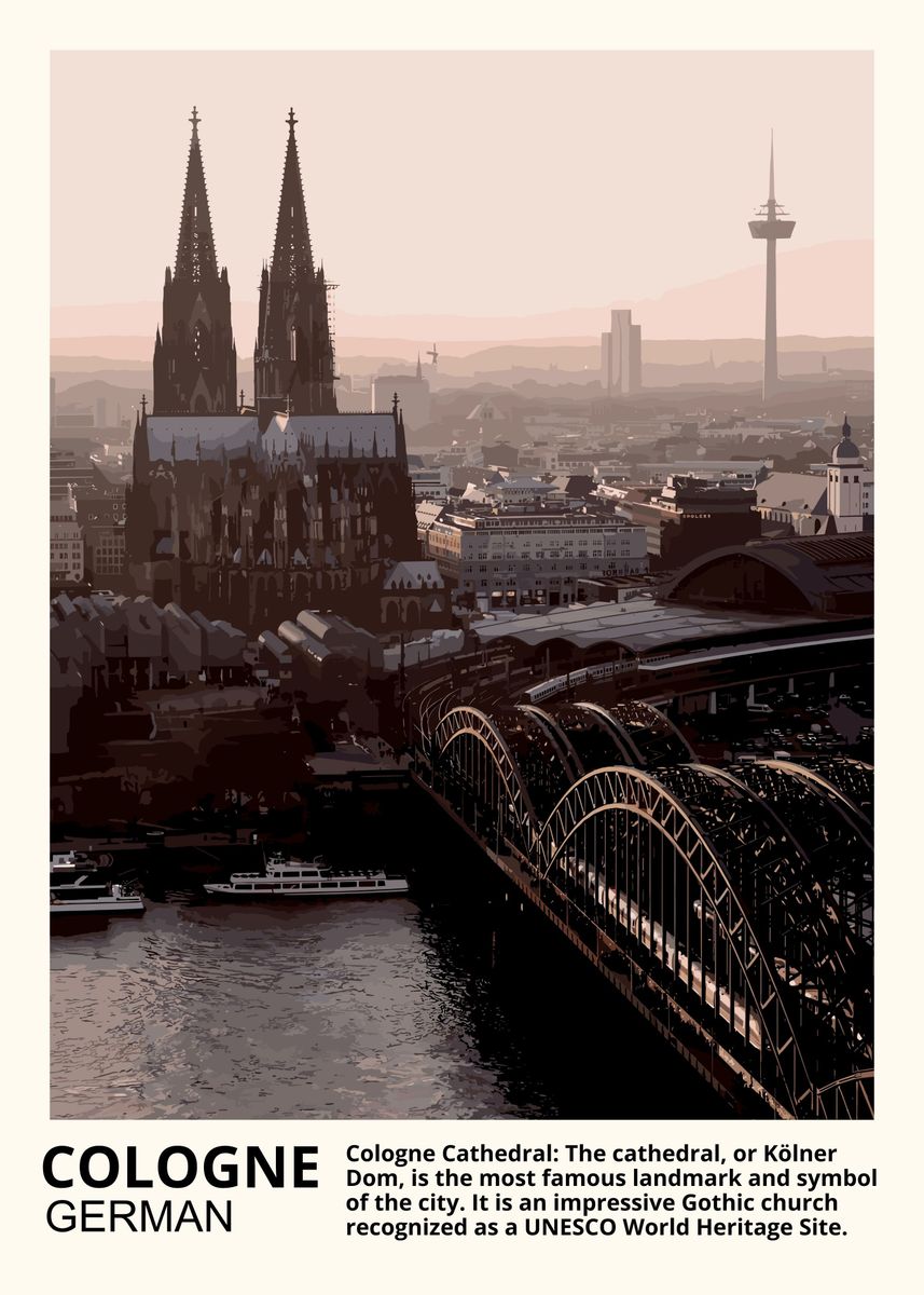 'Cologne City' Poster, picture, metal print, paint by Vicky Hanggara ...