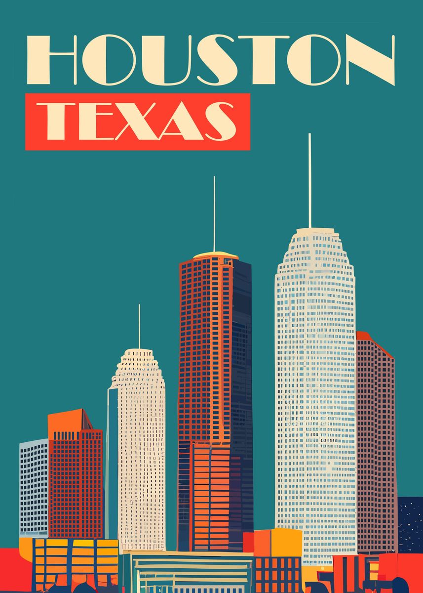'Houston Texas' Poster, picture, metal print, paint by Long Shot | Displate