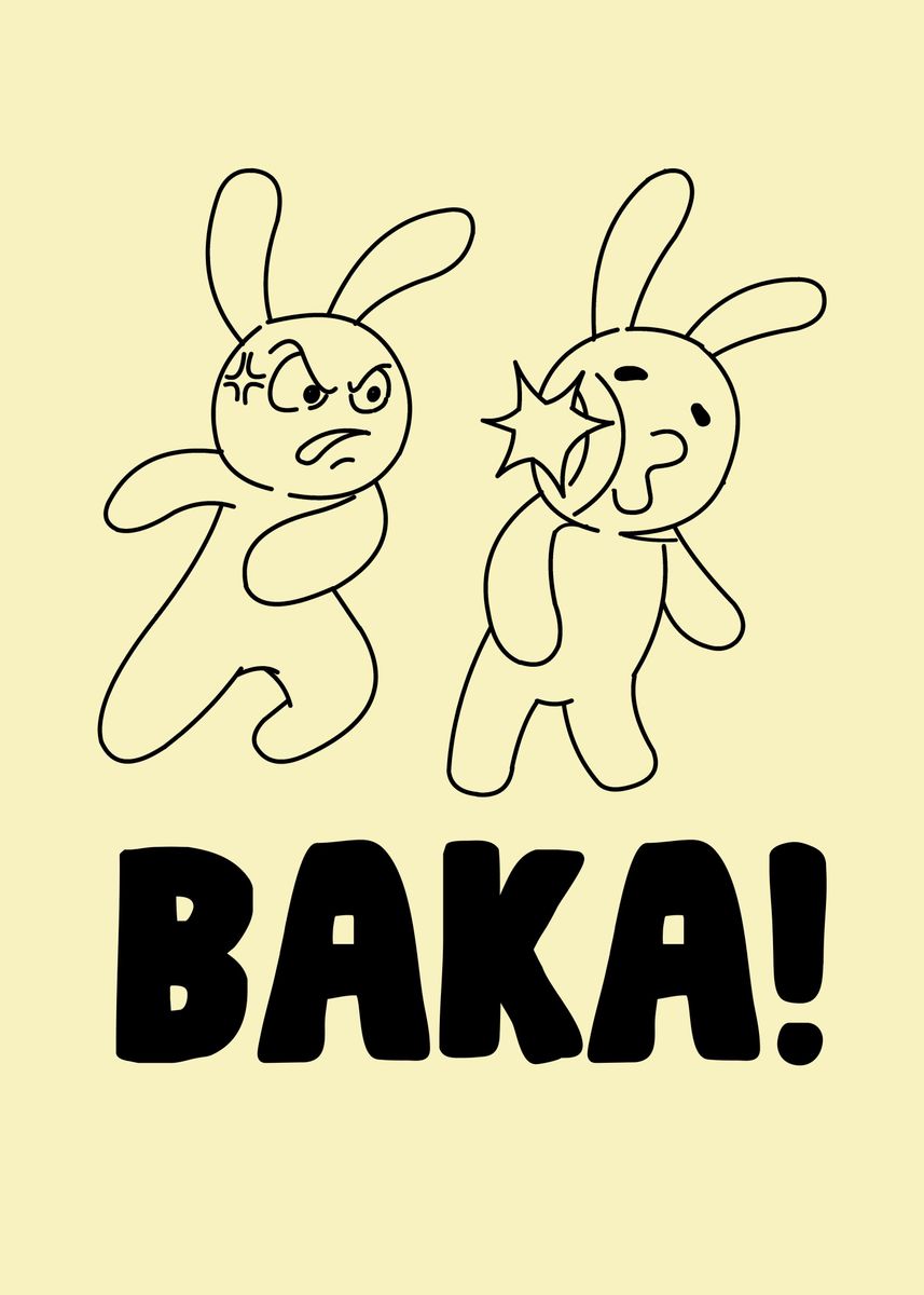 'baka stupid rabbit slap' Poster, picture, metal print, paint by Yacoub ...