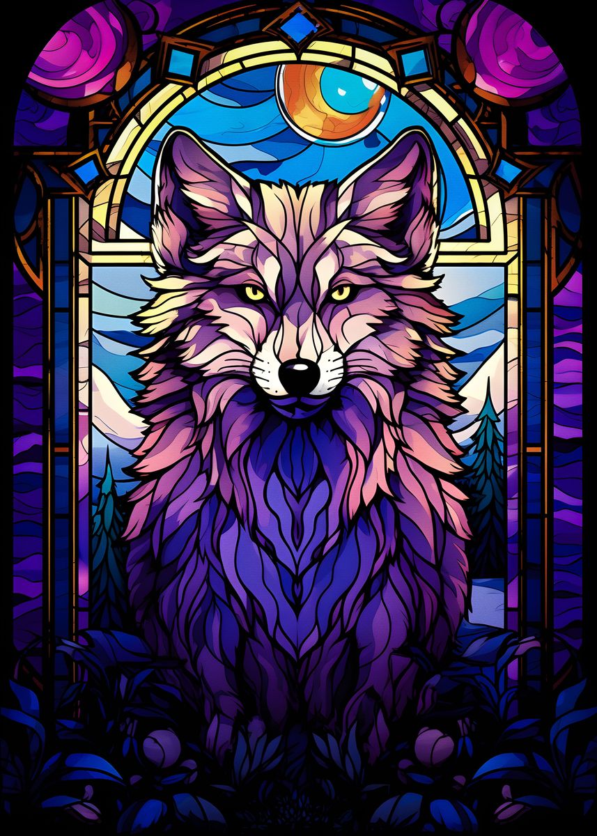 'Wolf Magenta Night Abstrac' Poster, picture, metal print, paint by ...