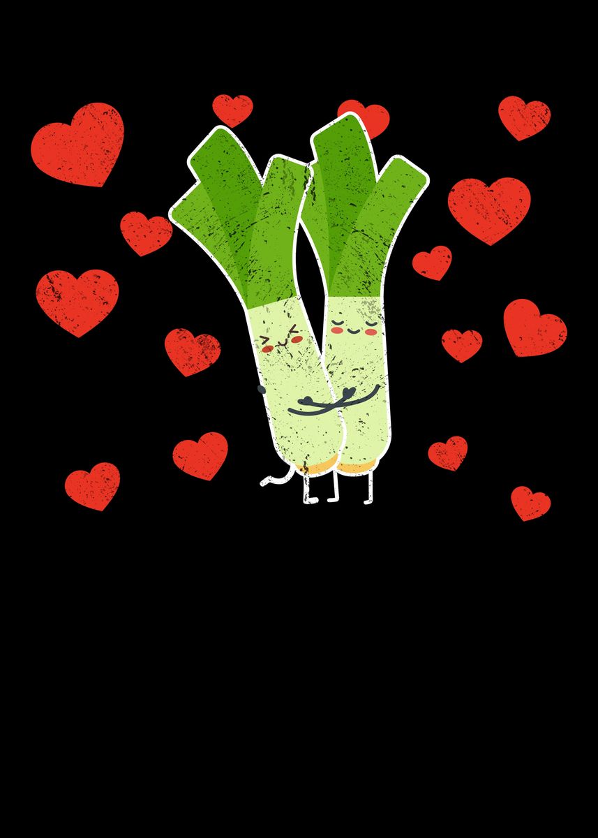'Cute Spring Onion Couple' Poster, picture, metal print, paint by Lukes ...