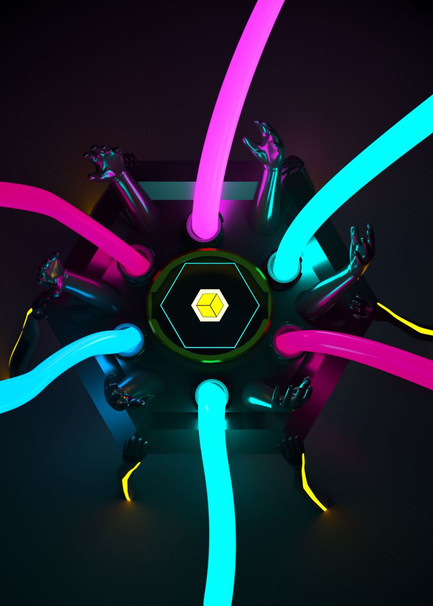 'NEON IS MY GOD' Poster, picture, metal print, paint by Callum Stuart ...