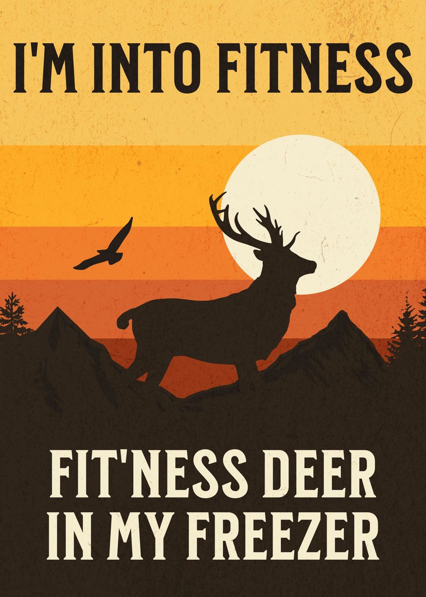 'Funny Deer Hunting Poster' Poster, picture, metal print, paint by ...