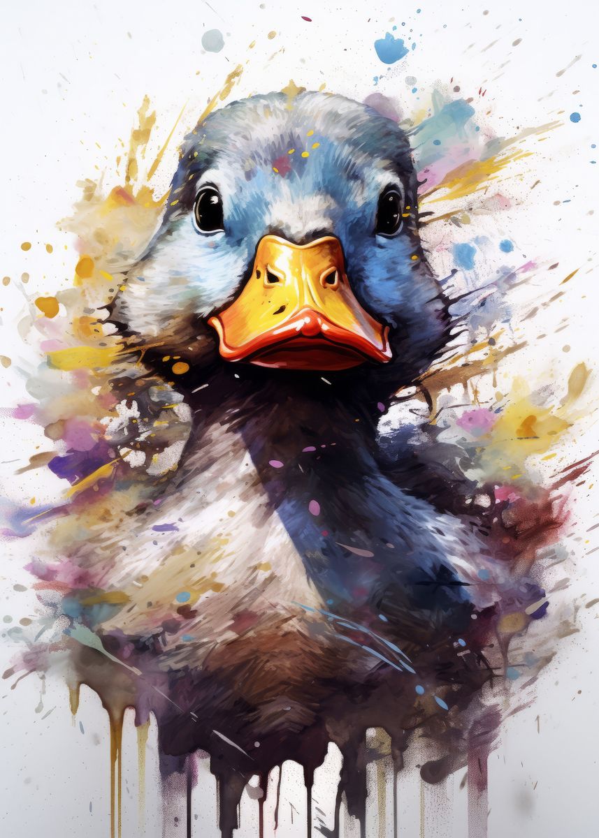 'Duck Color' Poster, picture, metal print, paint by Alisson | Displate