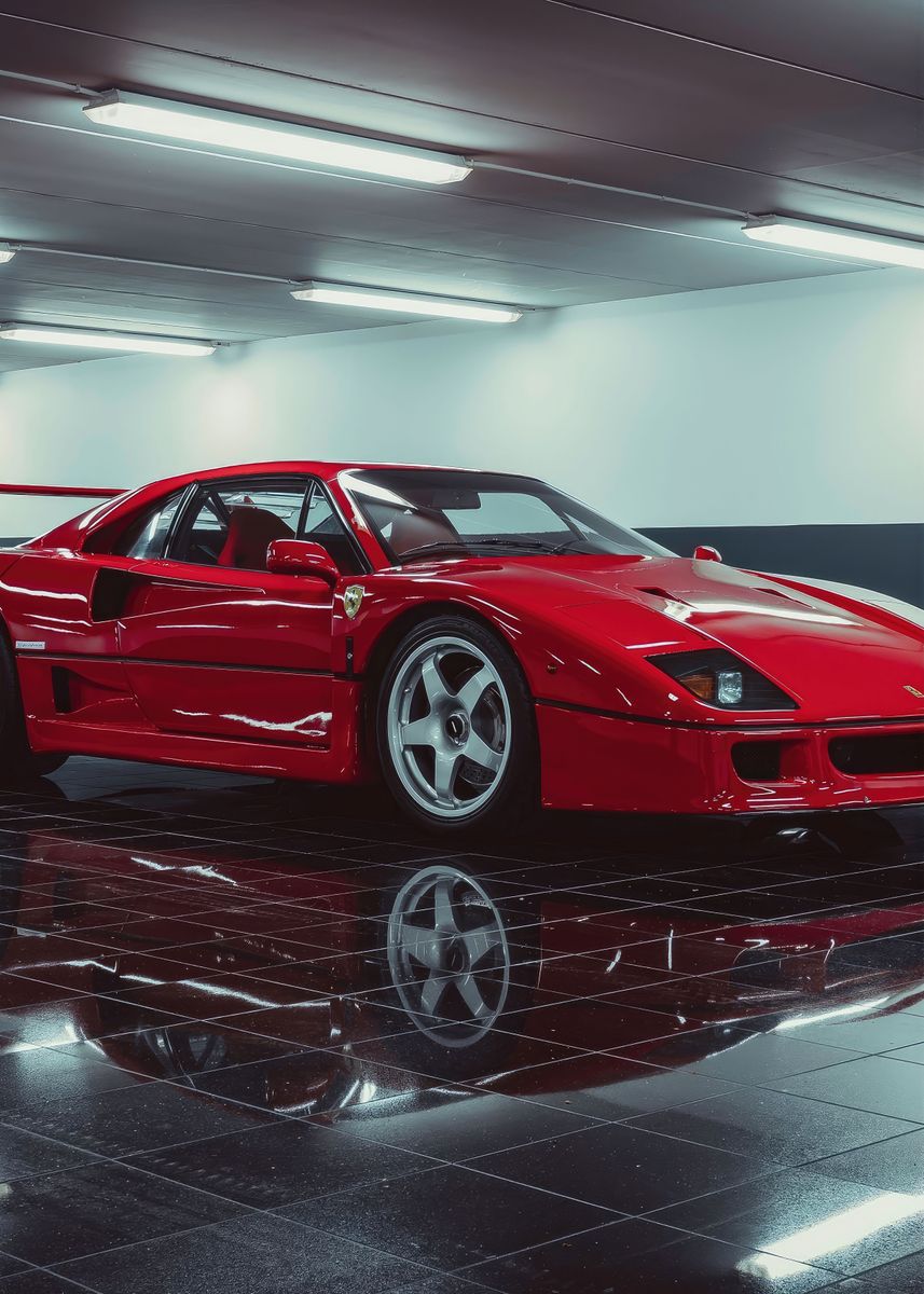 'Ferrari F40 Art on Wheels' Poster, picture, metal print, paint by ...
