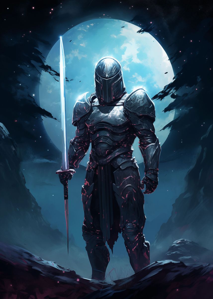 'Space knight' Poster, picture, metal print, paint by AI Art Architect | Displate