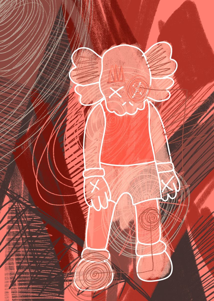 'Kaws Dolls unique abstrac' Poster, picture, metal print, paint by masn ...