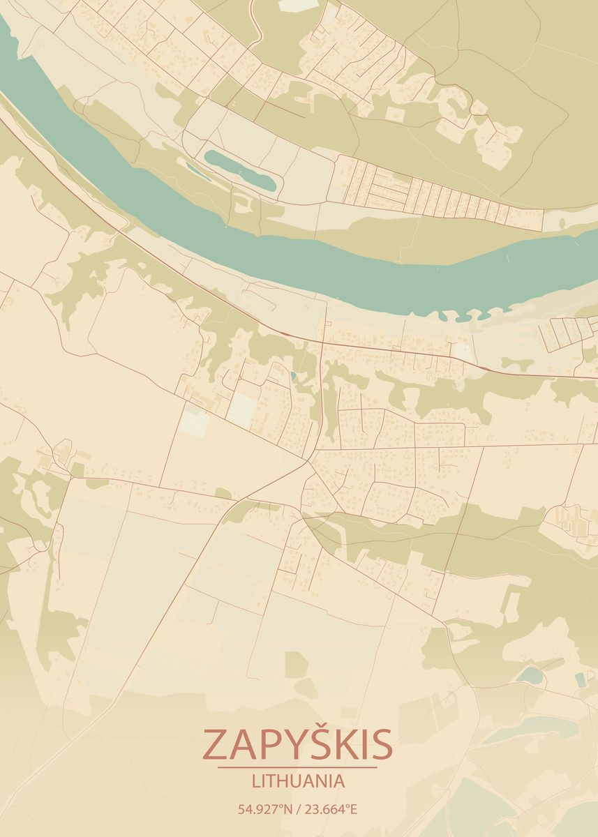 'Zapyskis LT Vintage Map' Poster, picture, metal print, paint by Wall ...