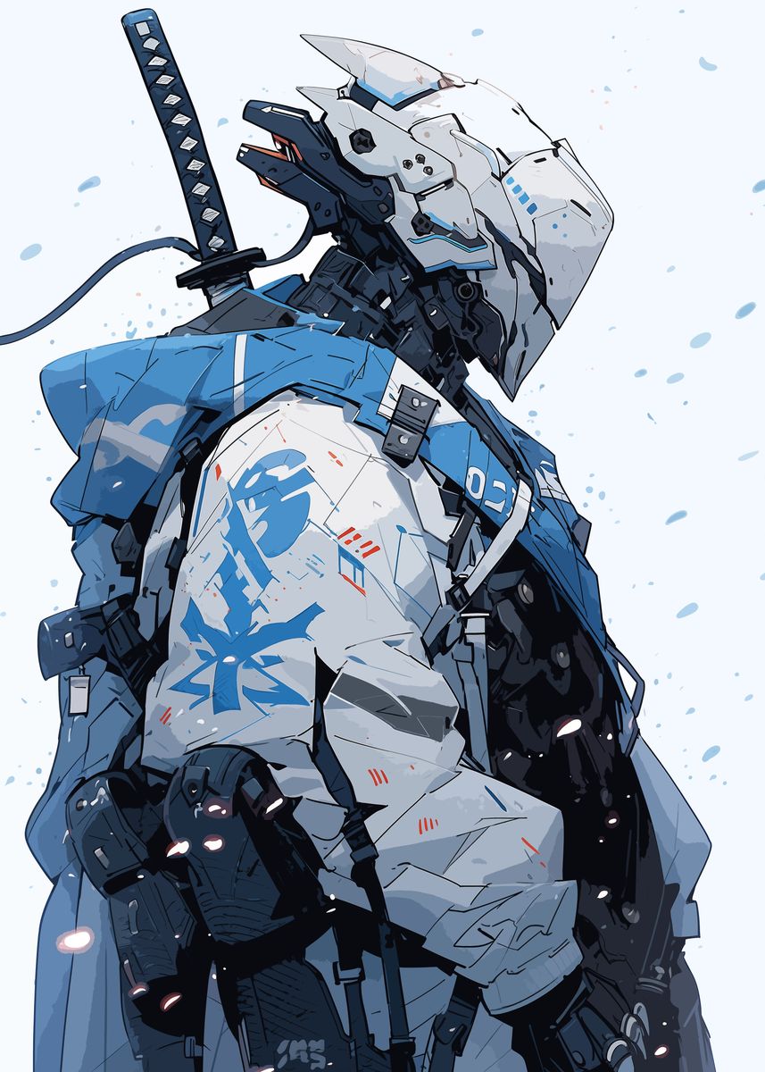 'Cyborg Ninja' Poster, picture, metal print, paint by Hako | Displate