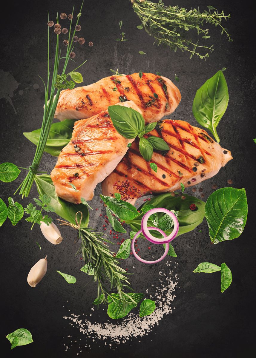 'Flying chicken meat' Poster, picture, metal print, paint by Stefan ...