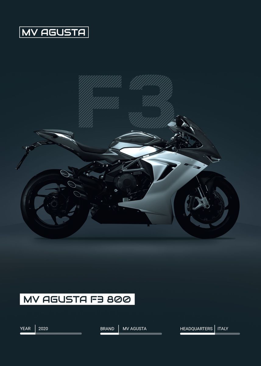 'MV Agusta F3 800 Bike' Poster, picture, metal print, paint by Basues ...