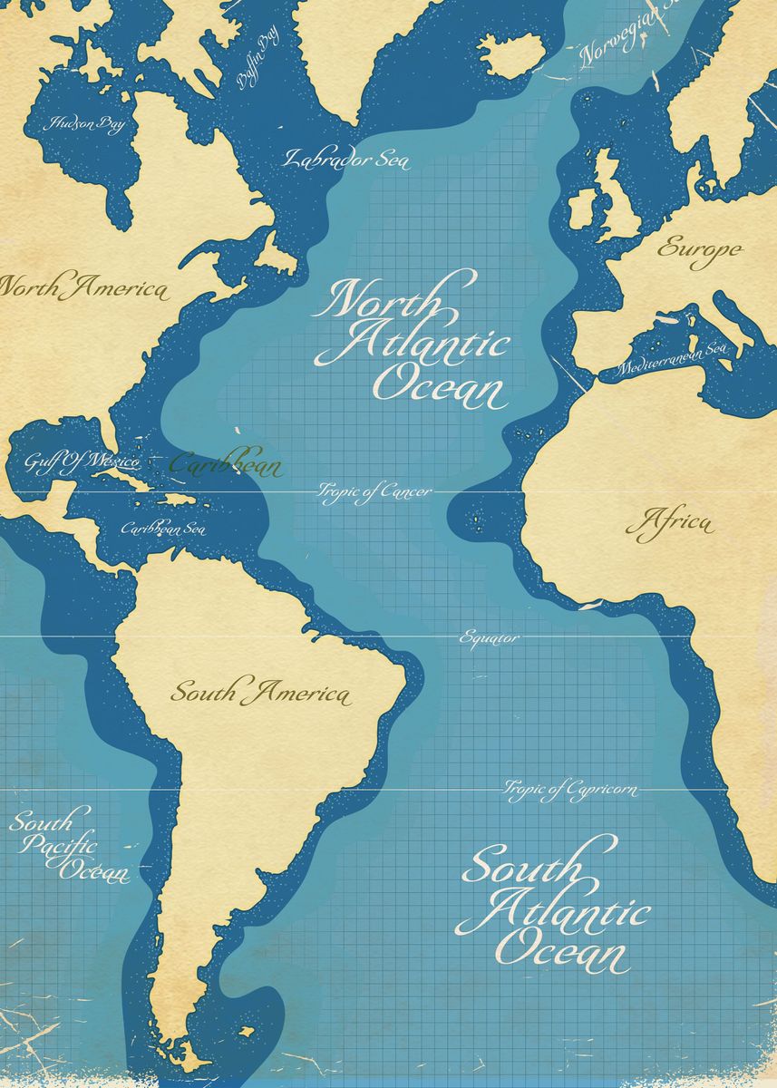 'Nautical Map' Poster, picture, metal print, paint by David Green ...