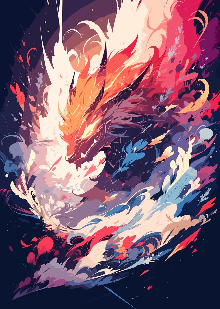 'Dragon hour' Poster, picture, metal print, paint by Hako | Displate