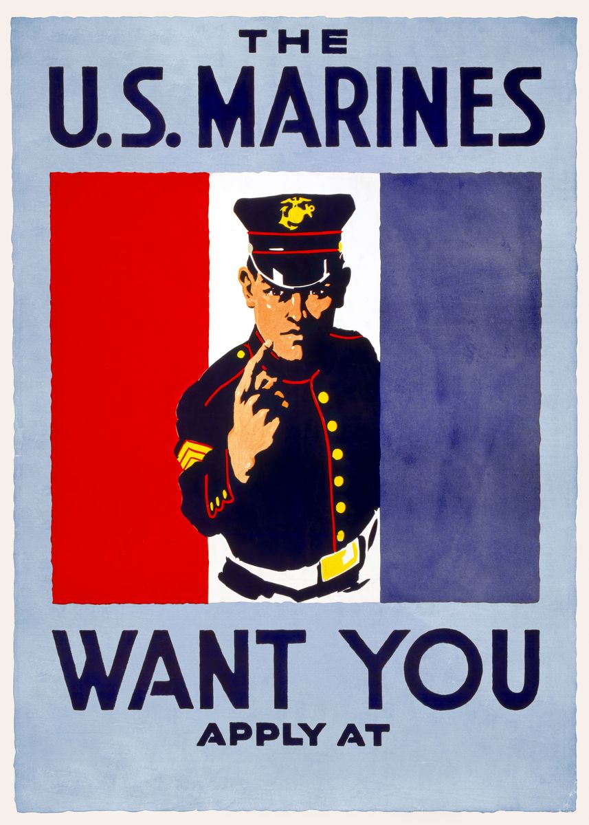 'US Marines Want You' Poster, picture, metal print, paint by Steel ...