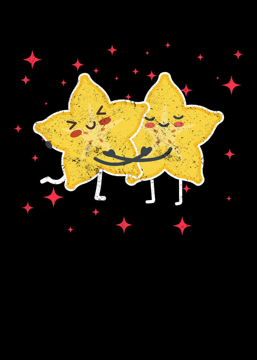 'Cute Starfruit Couple' Poster, picture, metal print, paint by Lukes ...