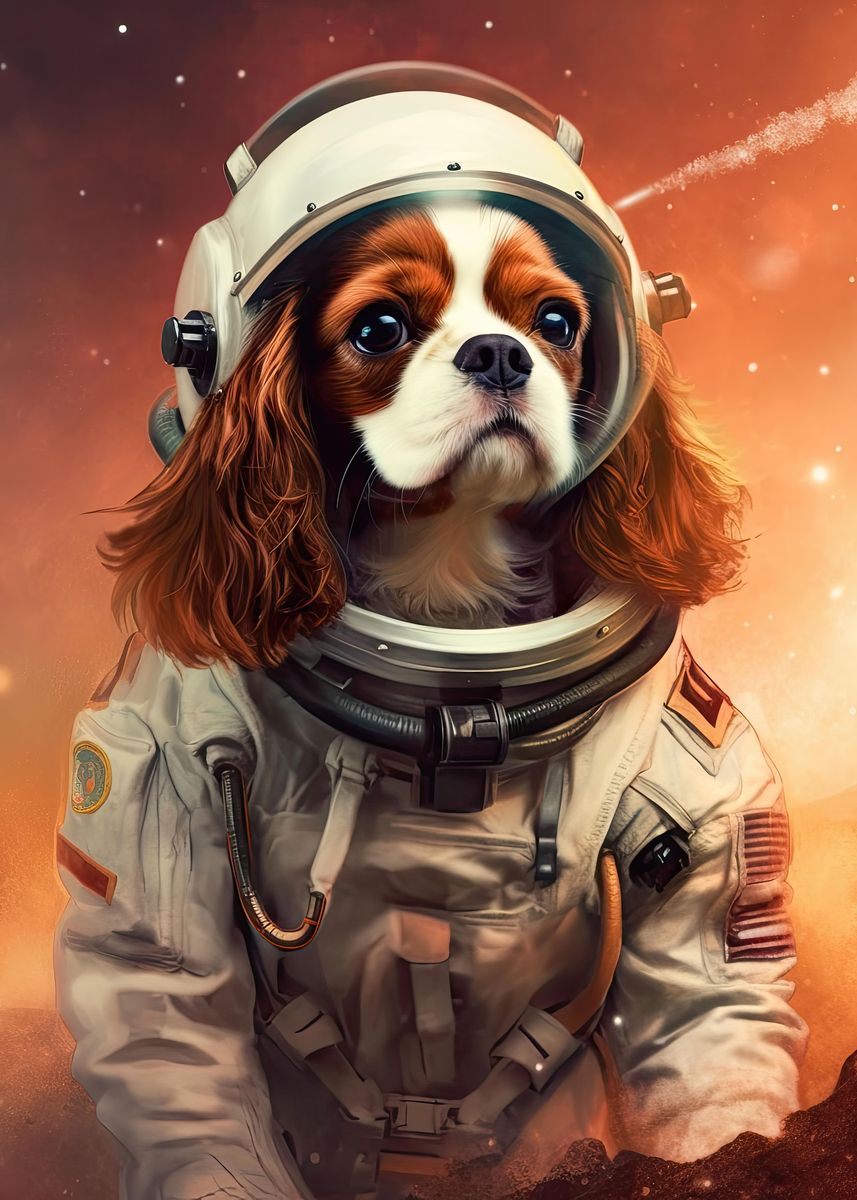 'Cavalier Dog Mars' Poster, picture, metal print, paint by PetPrints | Displate