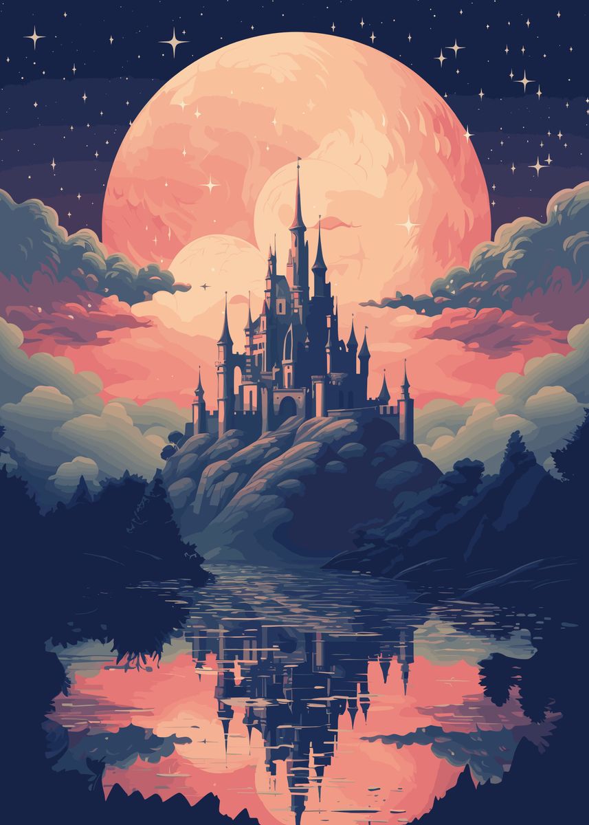 'Magical Castle Pixel Art' Poster, picture, metal print, paint by ...