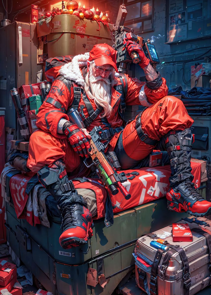 'Tactical Santa' Poster, picture, metal print, paint by Xi Designs ...