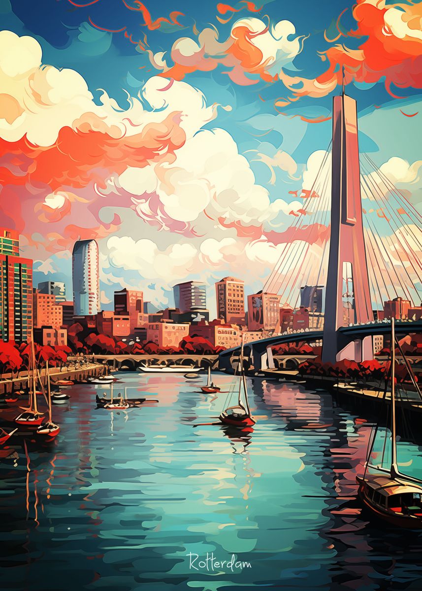 'ROTTERDAM Oil Painting' Poster, picture, metal print, paint by Mehdi ...