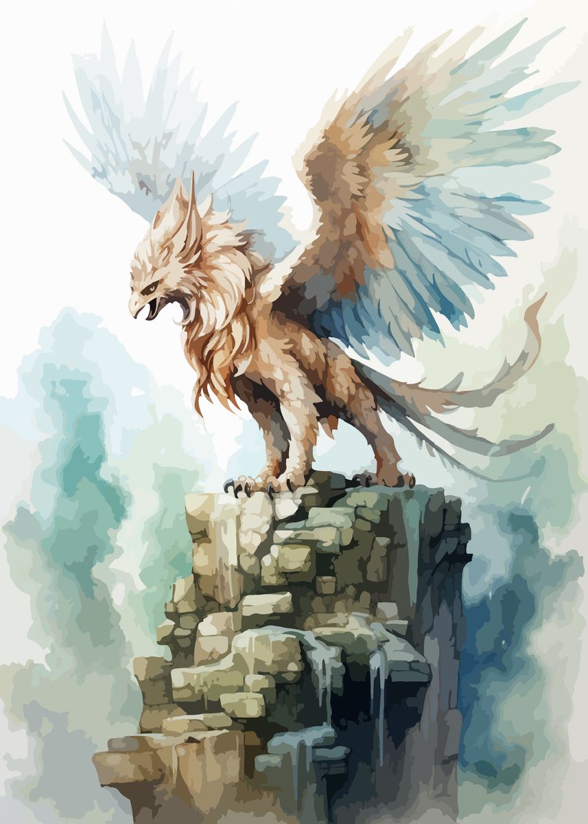 'Griffin Watercolor' Poster, picture, metal print, paint by Nebranix ...