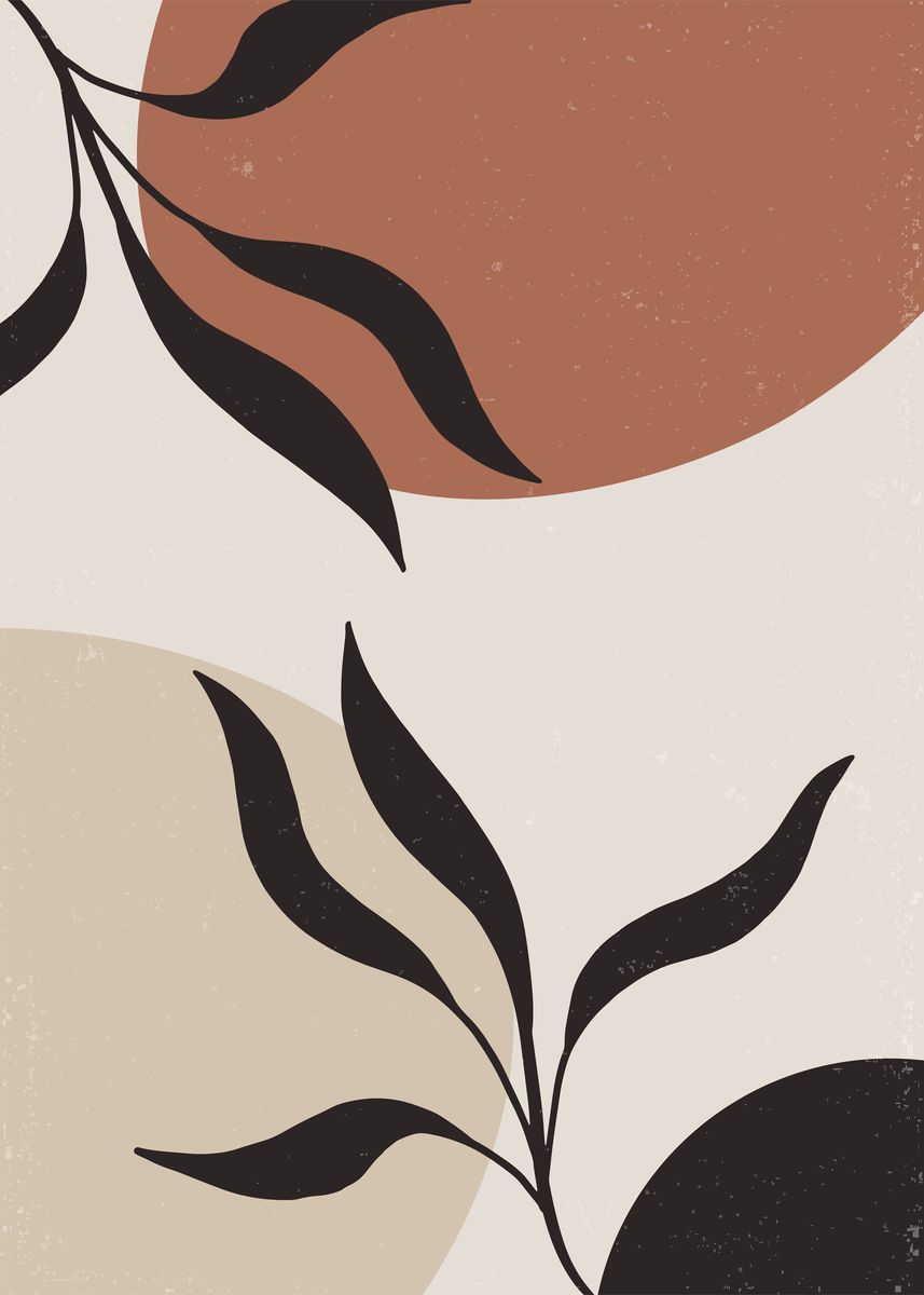 'Boho Leaves Vintage Art' Poster, picture, metal print, paint by ...