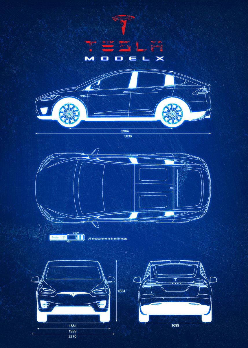 'Tesla Model X ' Poster, picture, metal print, paint by DG ArtPrints ...