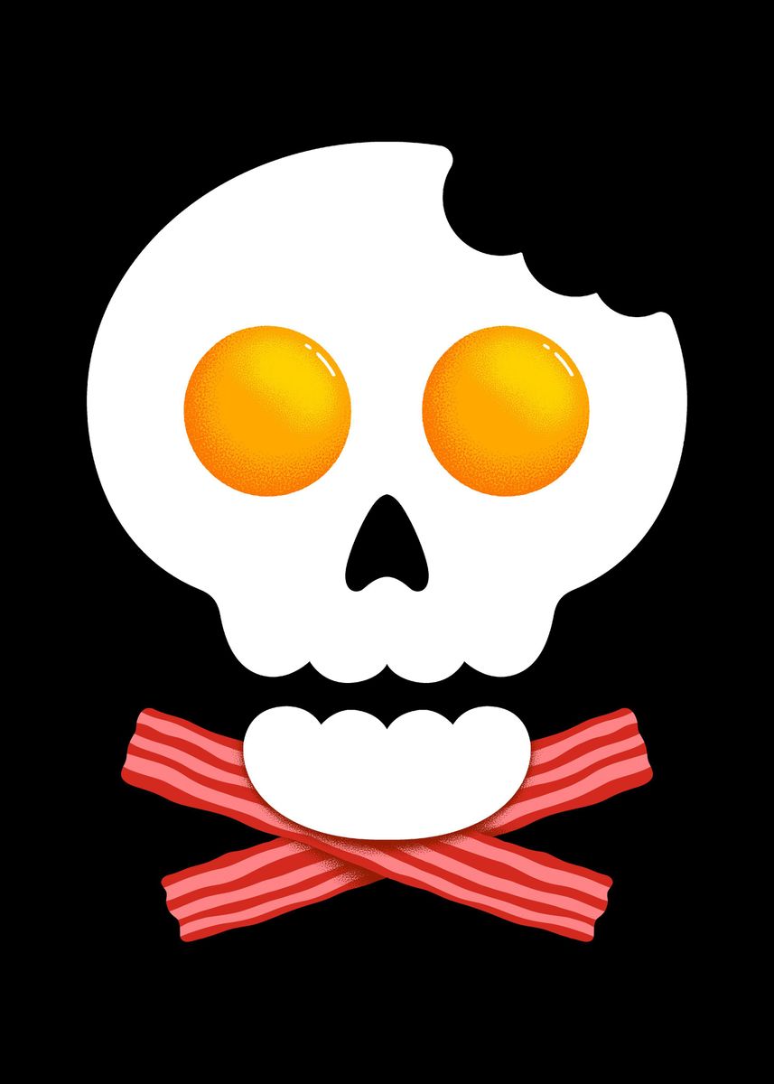 'Breakfast Skull' Poster, picture, metal print, paint by Quilimo Studio ...
