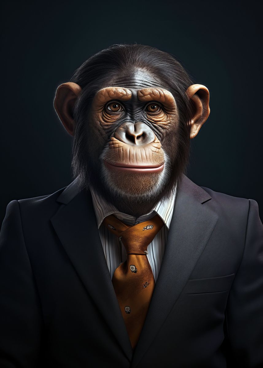 'Monkey Ape' Poster, picture, metal print, paint by Alisson | Displate