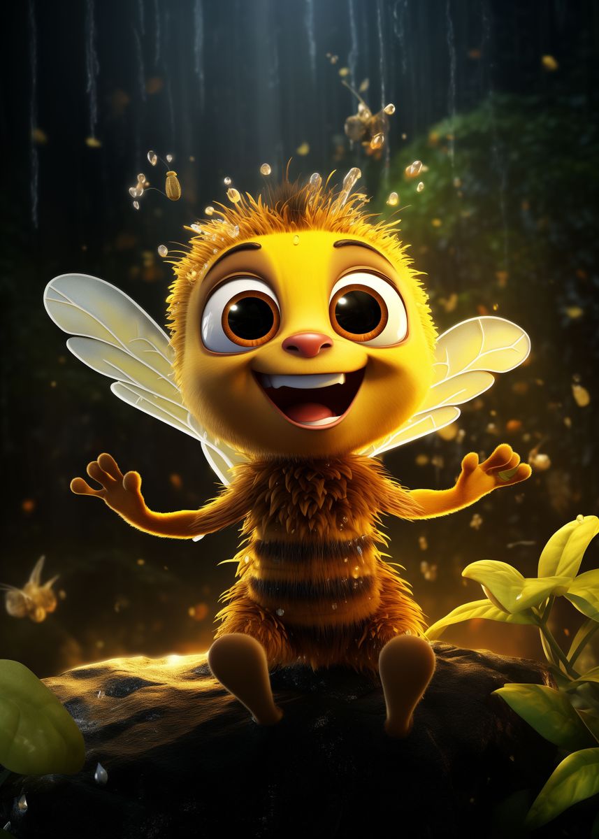 'Pixel Bee Party' Poster, picture, metal print, paint by Davia Jleeyah ...