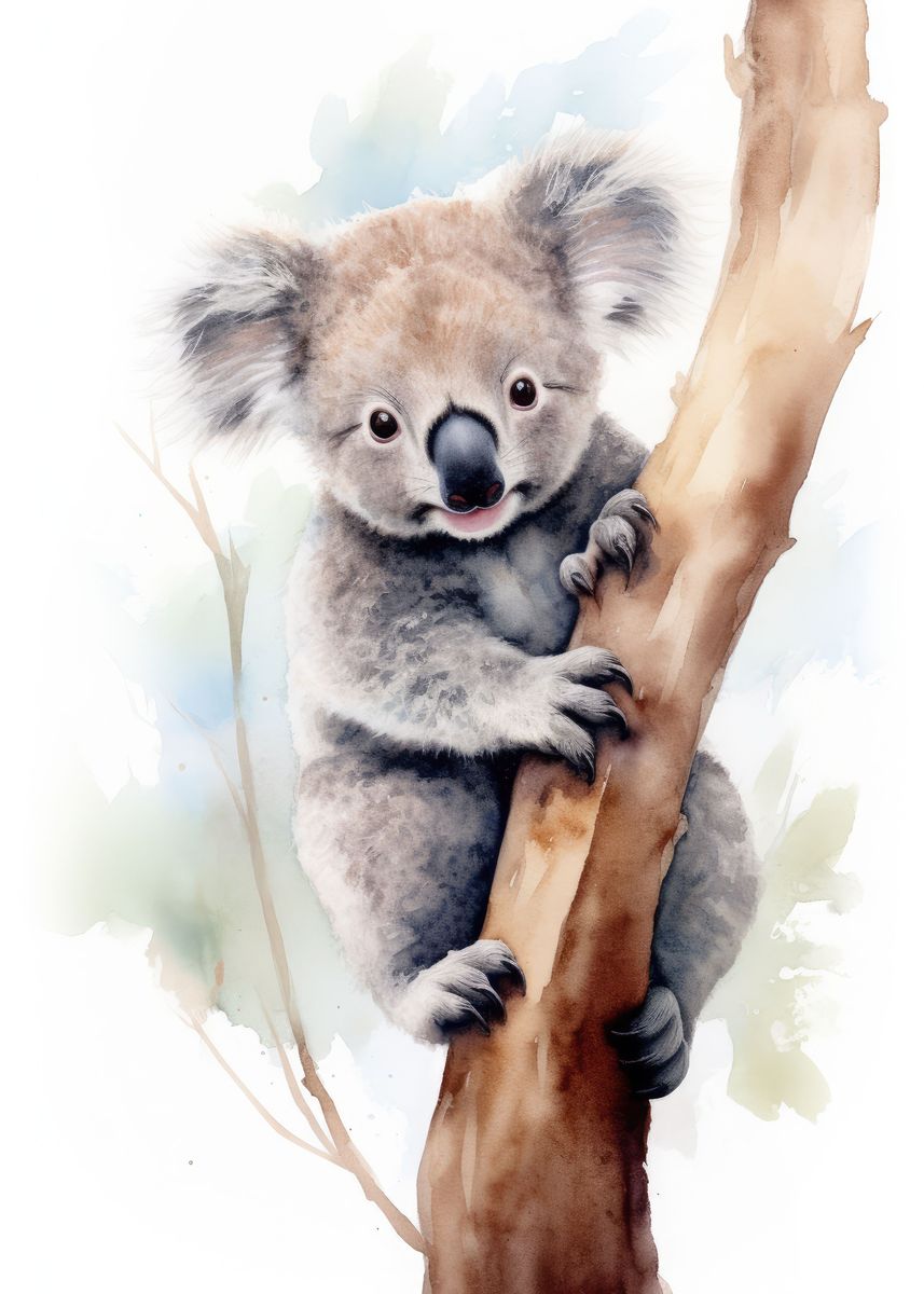 'Koala Watercolor' Poster, picture, metal print, paint by royalsigns | Displate