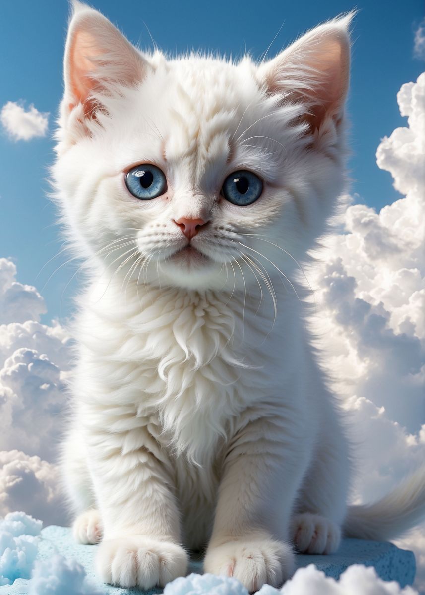 'cute meow' Poster, picture, metal print, paint by Green Goblin | Displate