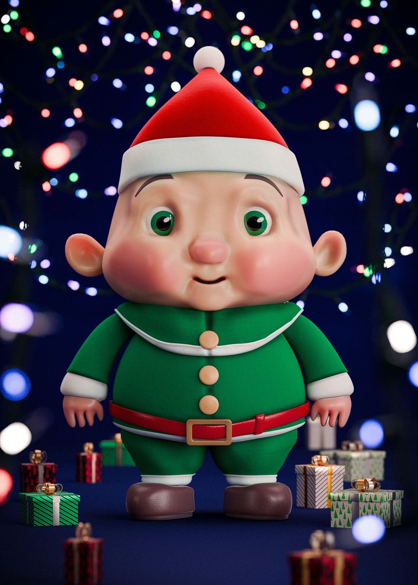 'Merry Christmas Elf' Poster, picture, metal print, paint by Mads ...