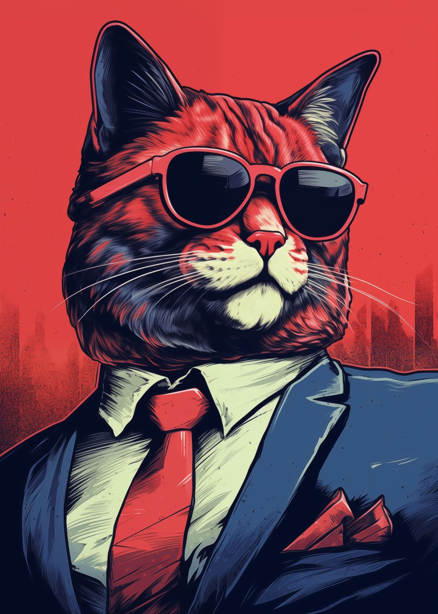 'Cat Boss 7' Poster, picture, metal print, paint by Valter Shabani ...