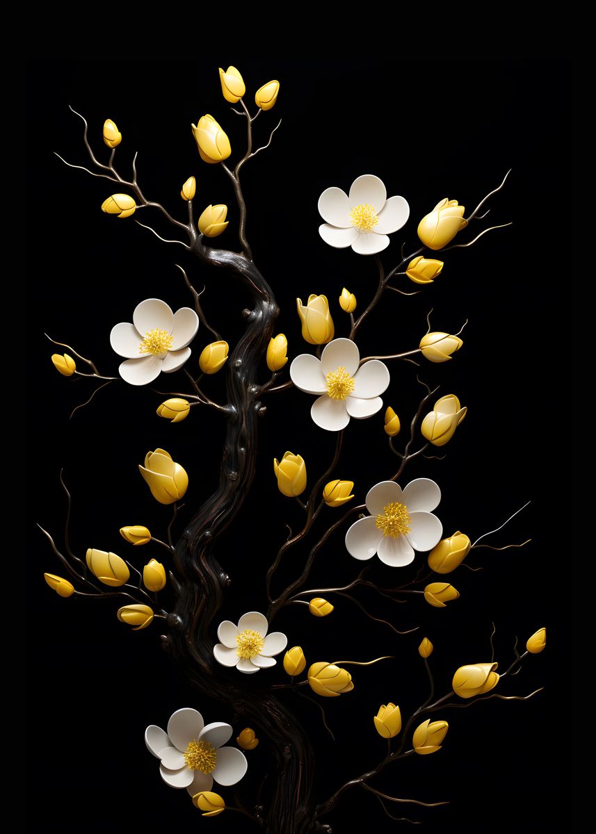'plum blossom flower' Poster, picture, metal print, paint by Kim Gerald ...