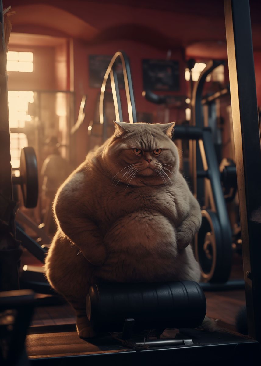 'Grumpy Fat Cat Fitness' Poster, picture, metal print, paint by Zenz ...