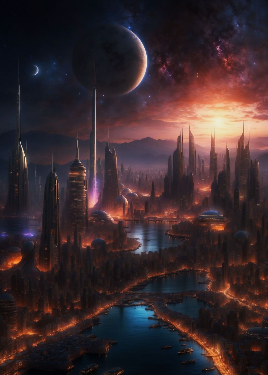 'Alien night life' Poster, picture, metal print, paint by Below Horizon ...