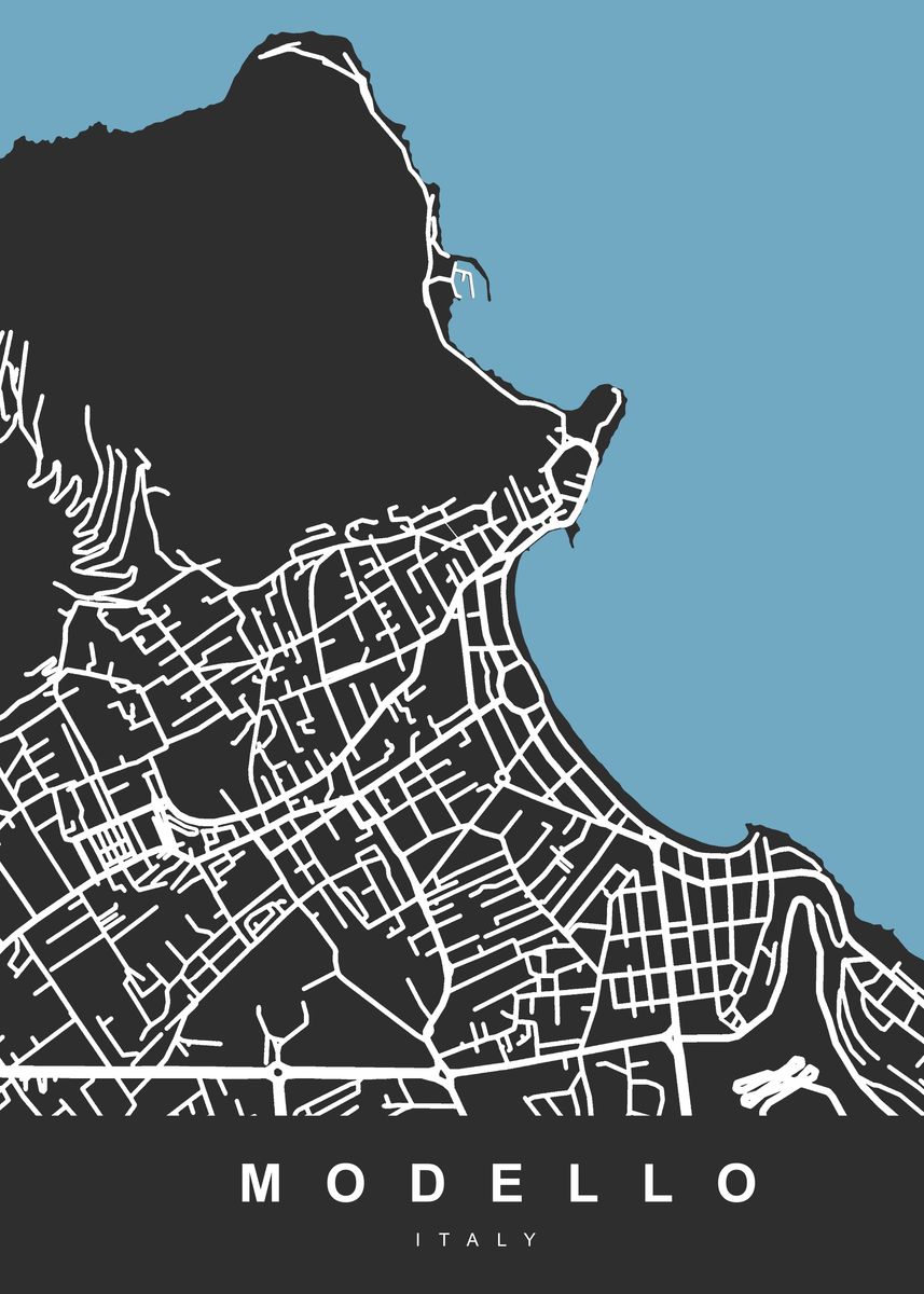 'MAP MODELLO ITALY ' Poster, picture, metal print, paint by UrbanMaps | Displate