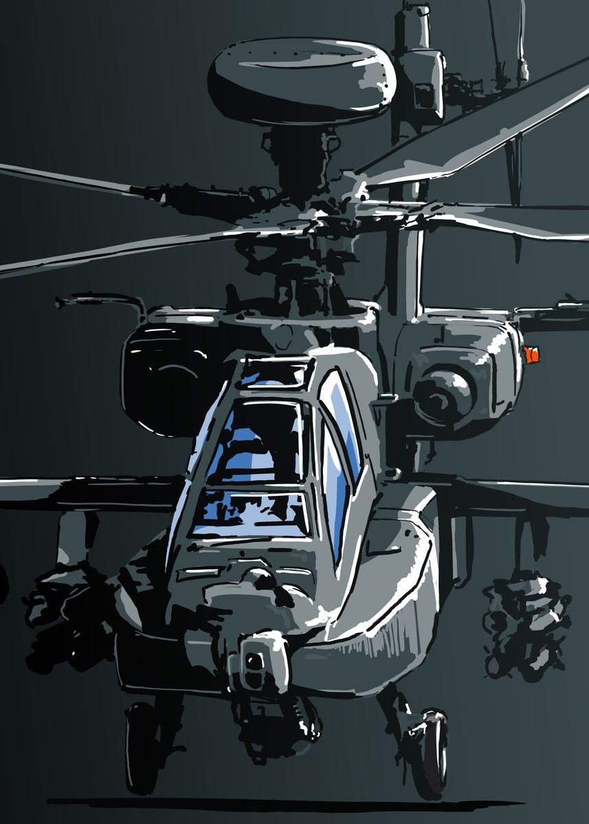'Boeing AH64 Apache' Poster, picture, metal print, paint by ND Fat ...