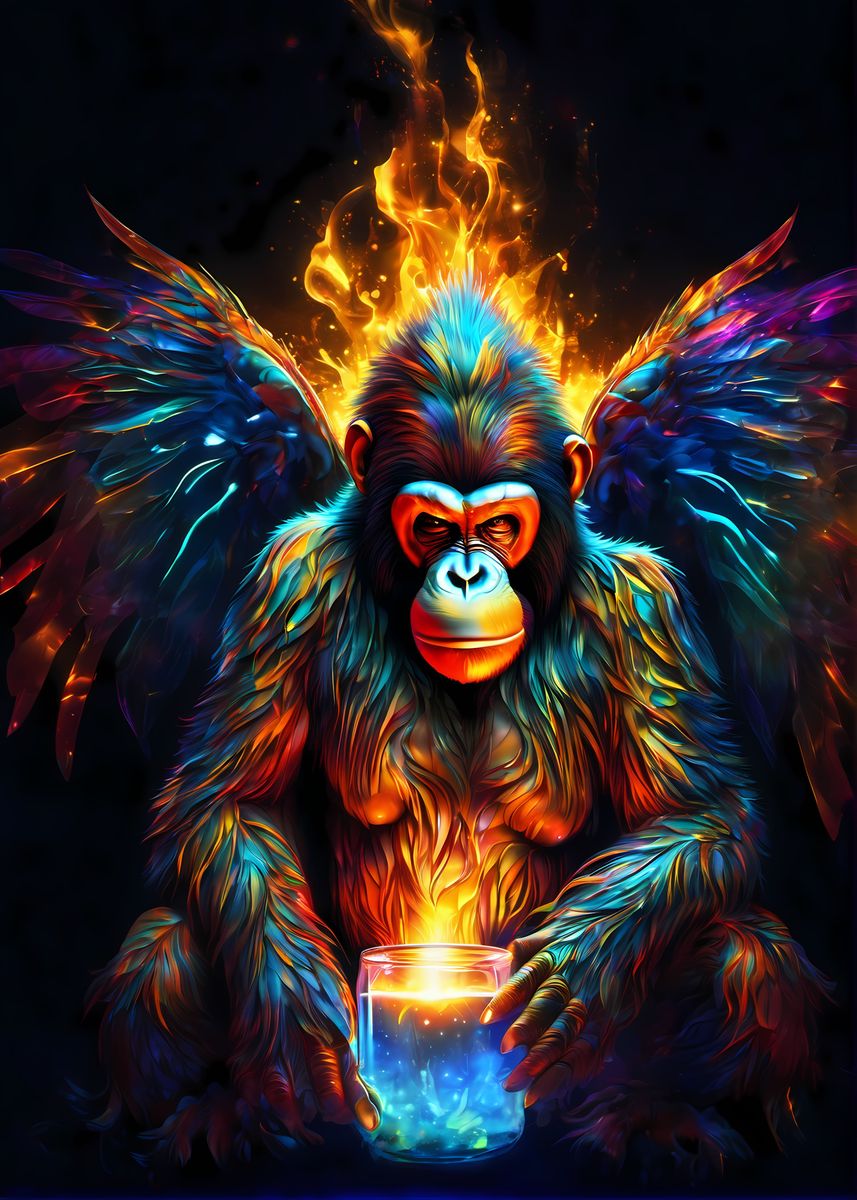 'Magic Realism Ape' Poster, picture, metal print, paint by Trending Art ...
