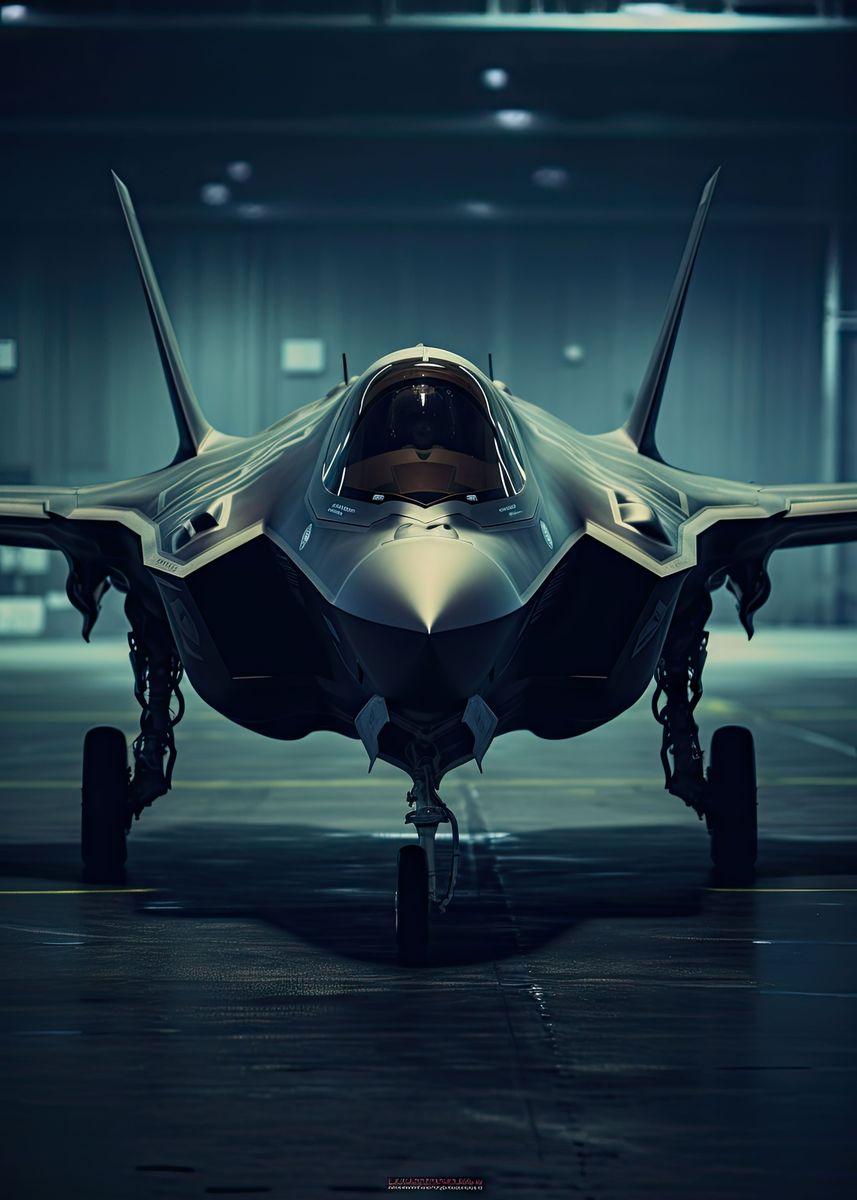 'F35 Fighter Jet 3 In Dark' Poster, picture, metal print, paint by ...